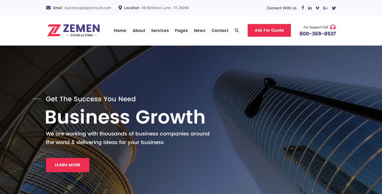 Zemen Business HTML Landing Page
